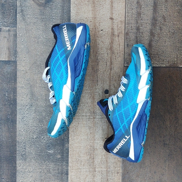 Merrell | Shoes | Merrel Bare Access Blue Sneakers Sz 5 Kids | Poshmark